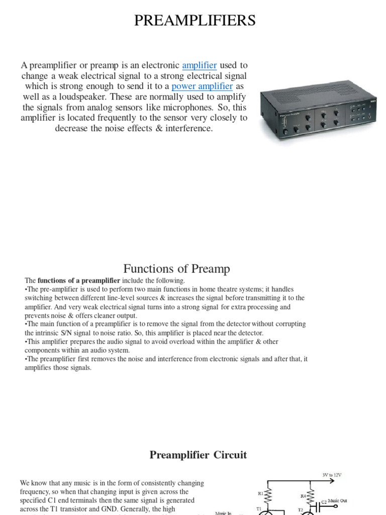 PREAMPLIFIERS | PDF | Amplifier | Telecommunications Engineering