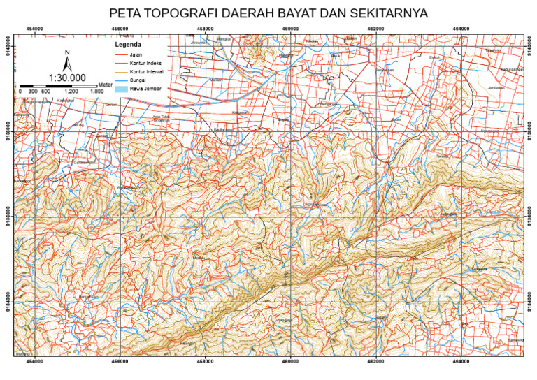 Peta Topografi Bayat dan Sekitarnya | PDF