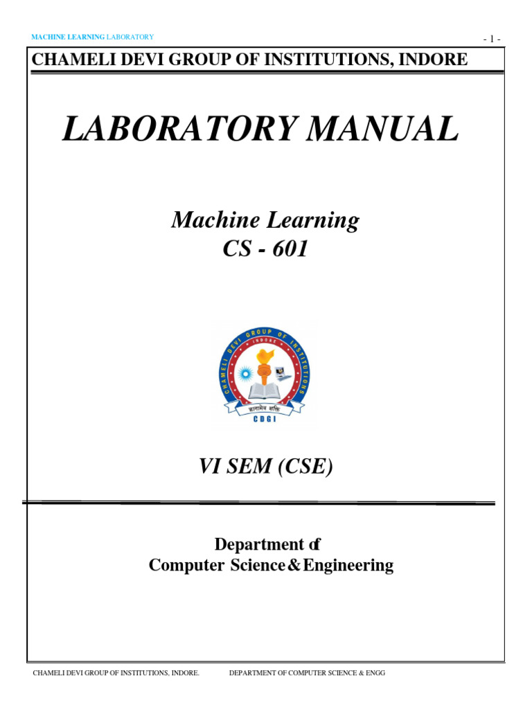 CS 601 ML Lab Manual | PDF | Support Vector Machine | Linear Regression