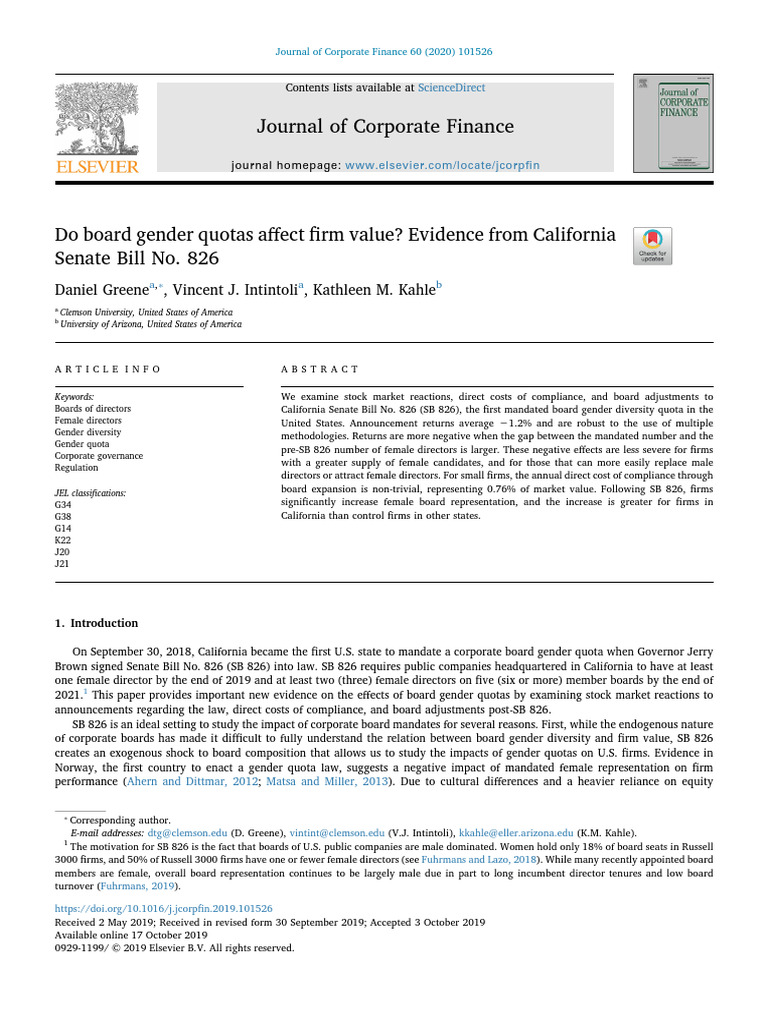 3 - Do Board Gender Quotas Affect Firm Value? Evidence From California ...
