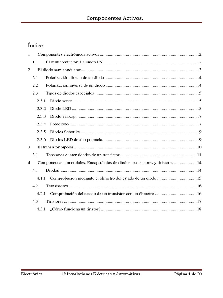 Componentes Activos en Electrónica by Fran | PDF | Diodo | Semiconductores