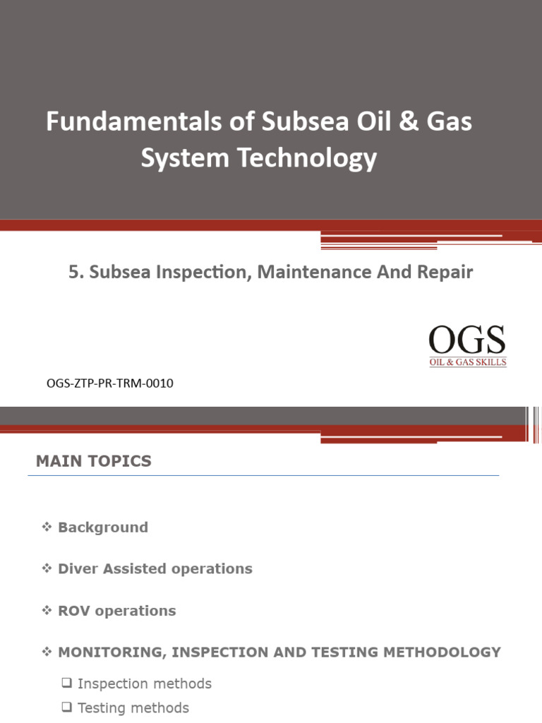 Subsea Inspection, Maintenance and Repair | PDF | Underwater Diving ...