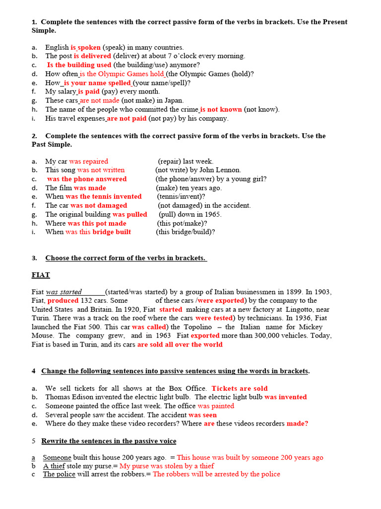 Passive Voice Keys | PDF