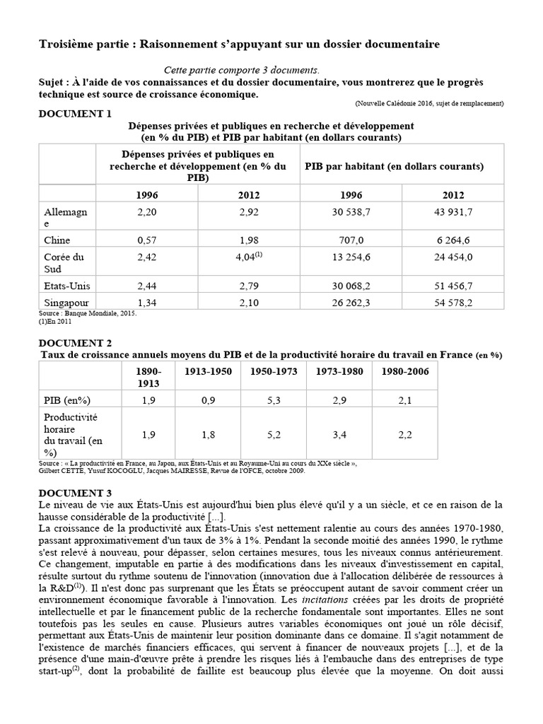 Copies Test Ec3 | PDF | Changement technologique | Croissance économique