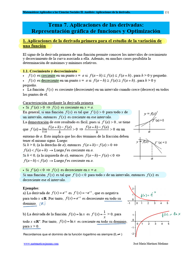 Aplicaciones de La Derivada Y Optimización (J19) | Descargar gratis PDF | Derivado | Pendiente