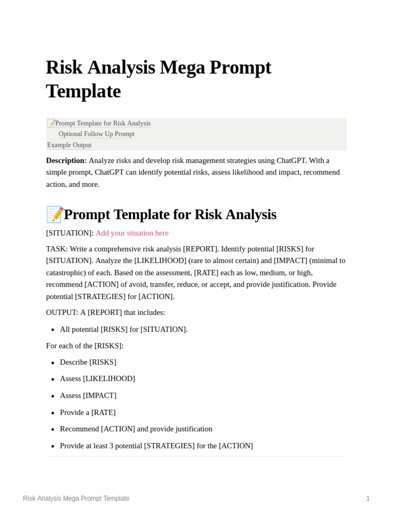 Risk Analysis Prompt Template Guide | PDF