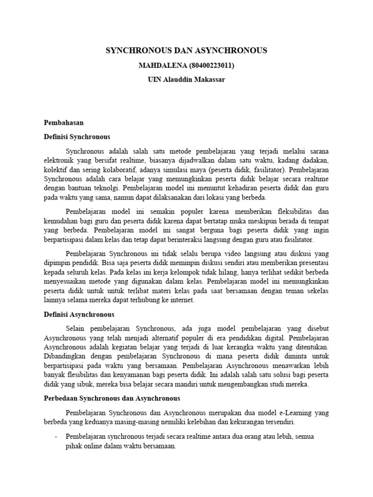 SYNCHRONOUS DAN ASYNCHRONOUs | PDF