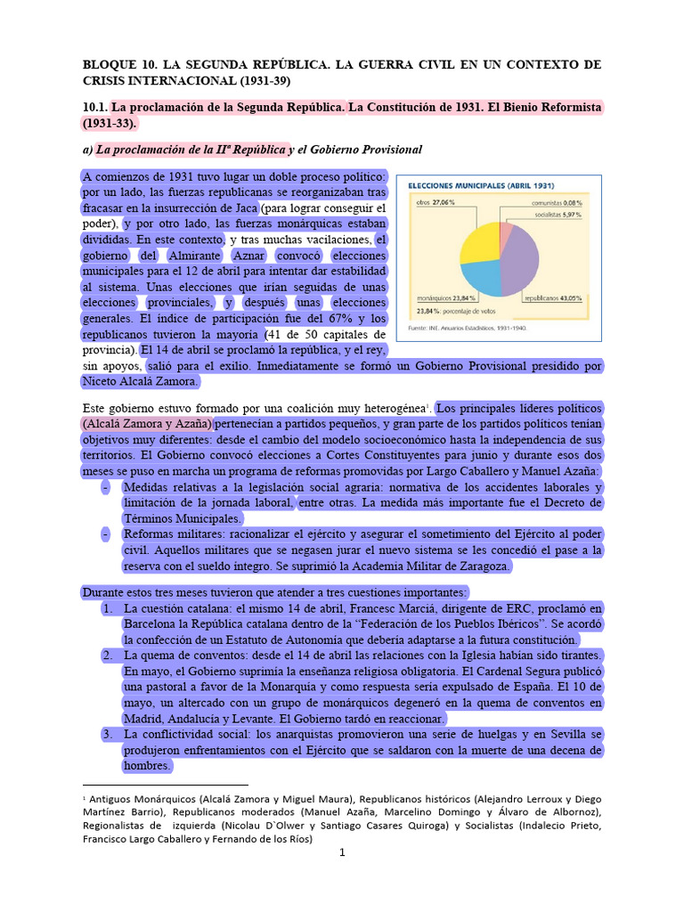 Segunda República y Guerra Civil en España | PDF | guerra civil ...