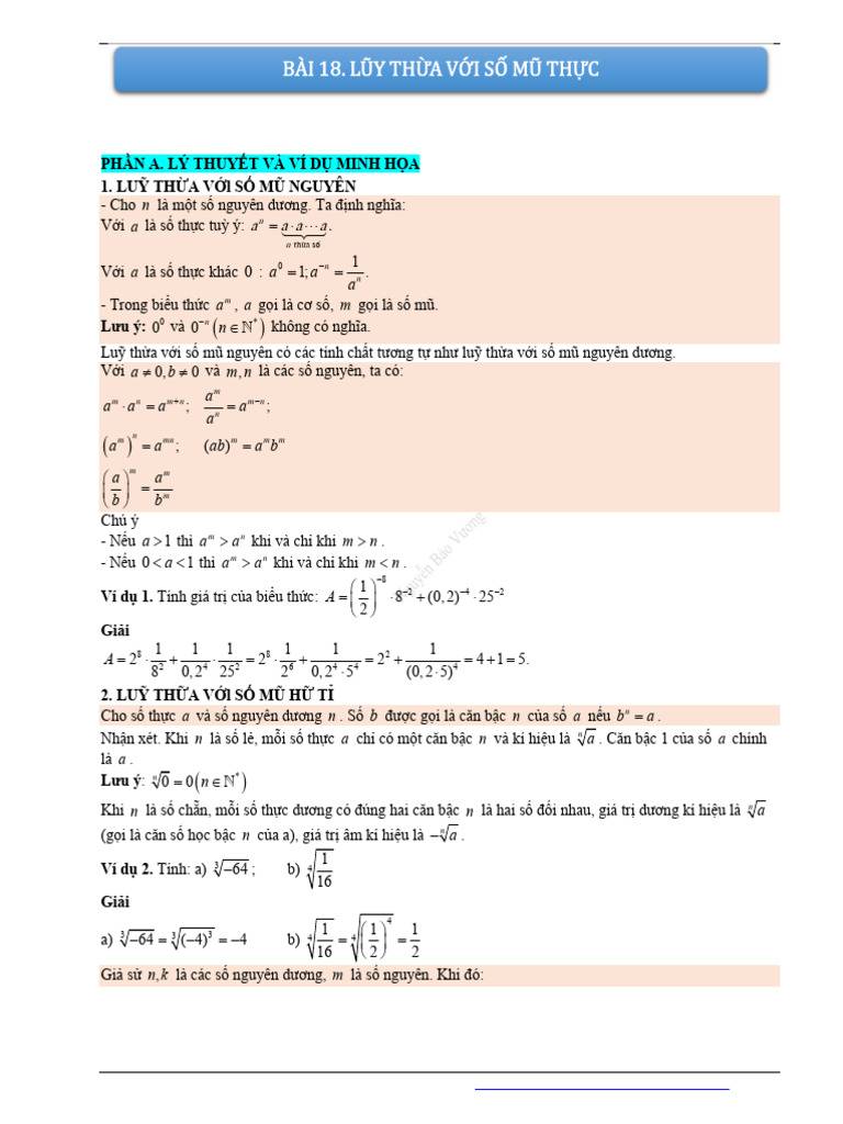 Bai 18-Luy Thua Voi So Mu Thuc - CH | PDF