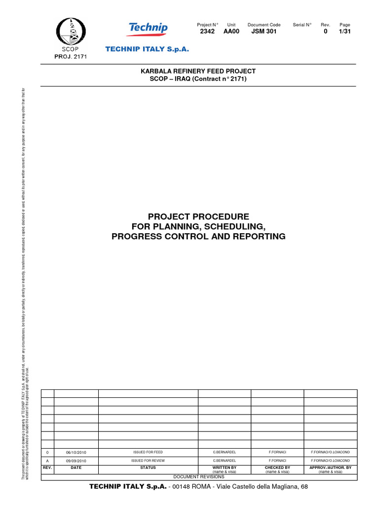 2342-Aa00-Jsm-301 - 0 - Project Procedure For Planning Scheduling ...