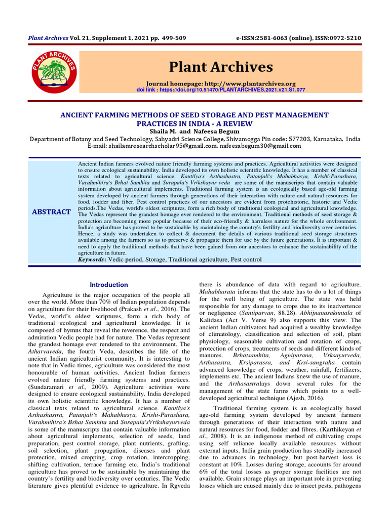 Ancient Farming Methods of Seed Storage and Pest Management Practices ...