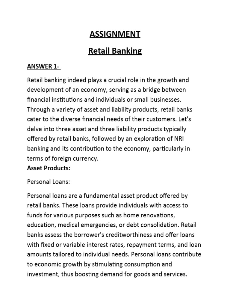 Assignment Retail Banking | PDF | Reserve Bank Of India | Banks