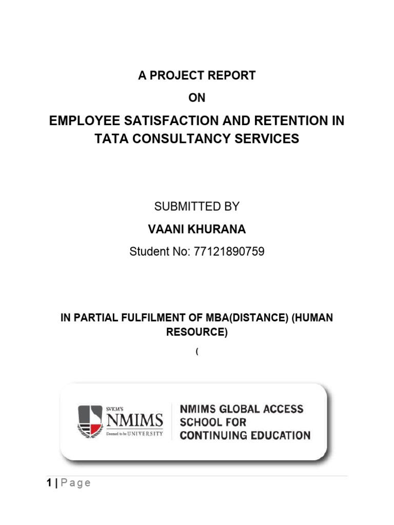 Project Vaani Khurana | PDF | Employee Retention | Job Satisfaction