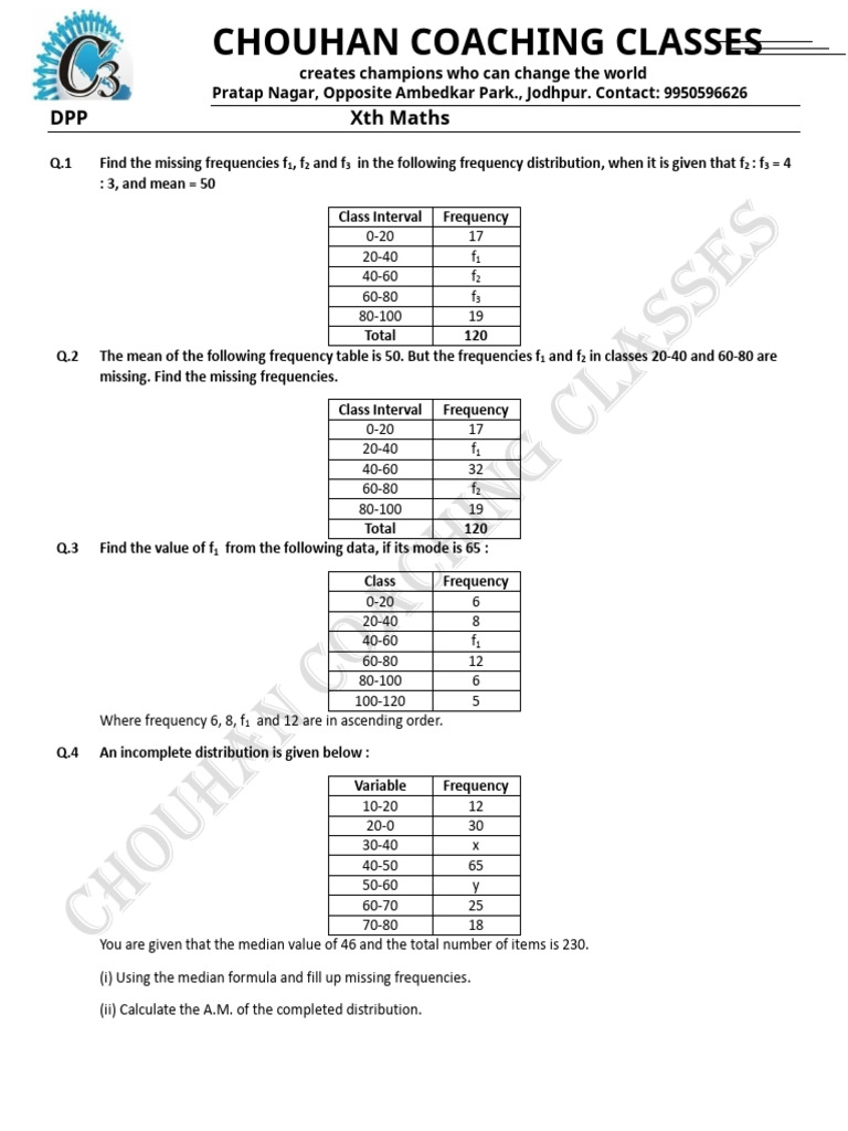 10th Class DPP Maths | PDF | Median | Mathematics