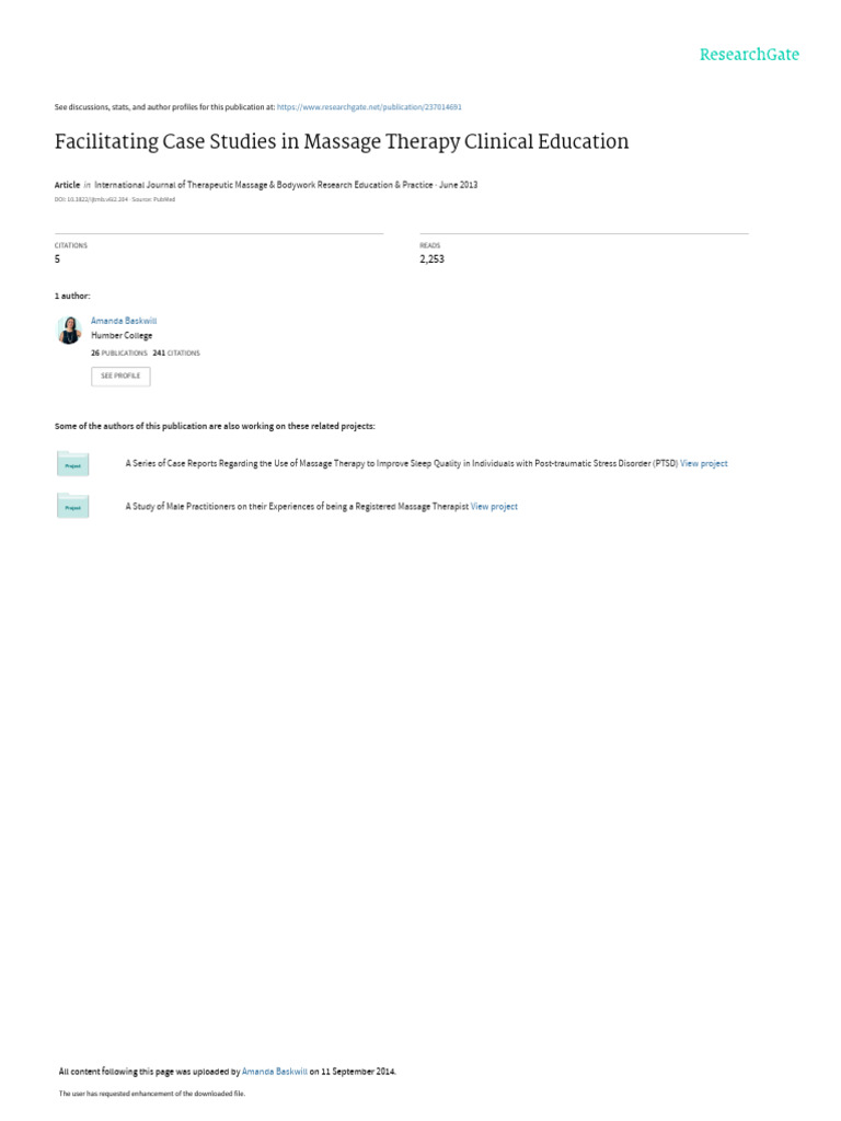 Facilitating Case Studies in Massage Therapy Clini | PDF | Evidence ...