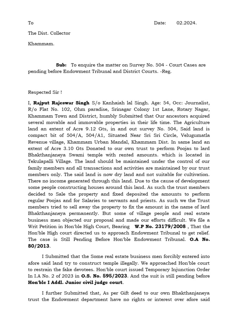Letter To Collector On 504 | PDF | Civil Law (Common Law) | Common Law
