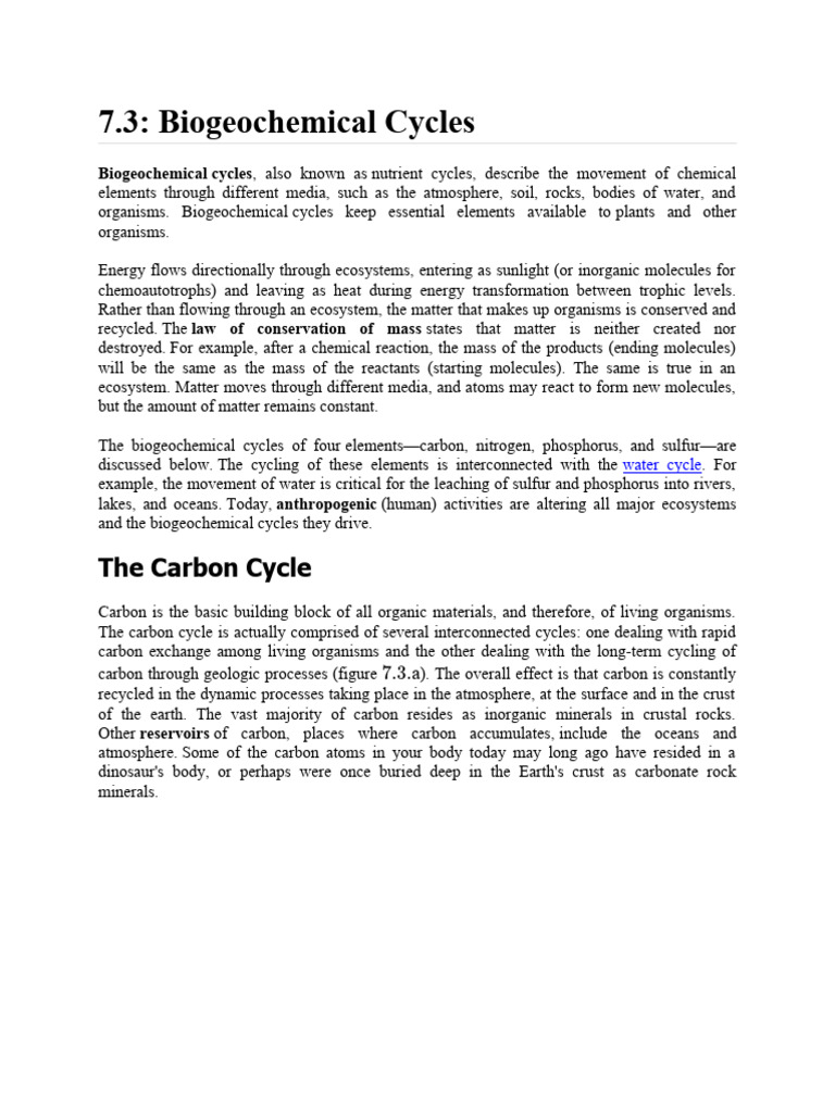 biogeological-cycles | PDF | Carbon Cycle | Water