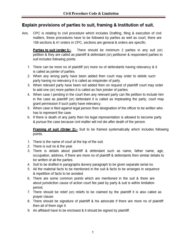 Civil Procedure Code Limitation Act Final 2 | PDF | Judgment (Law) | Appeal
