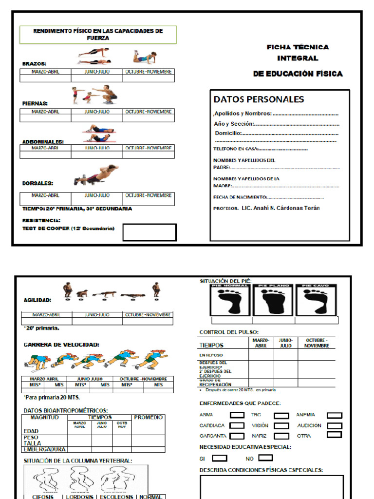 Ficha Antropometrica Primara 3°, 4° y 5to | PDF