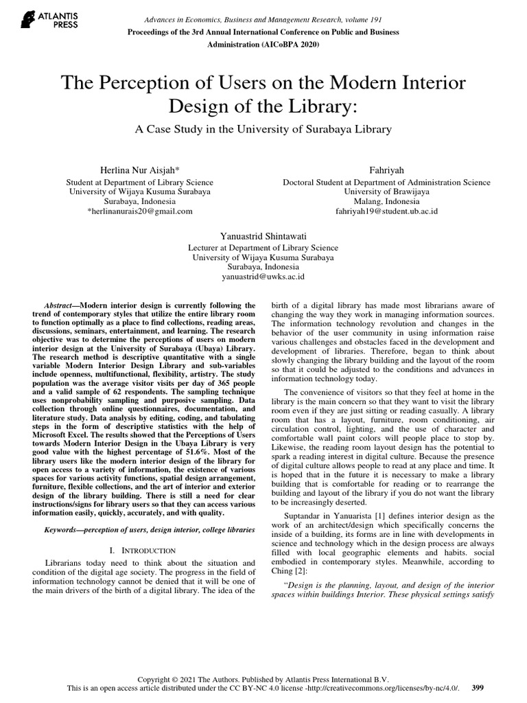 The Perception of Users On The Modern Interior Design of The Library ...