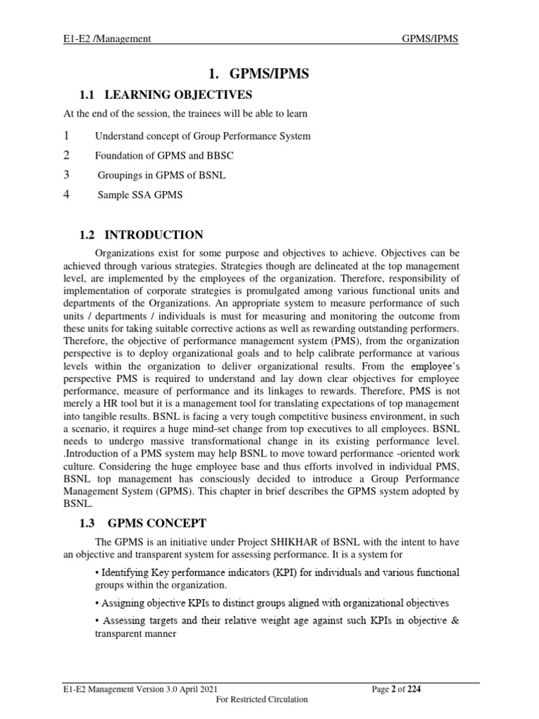 E1-E2_Text_Chapter 1. GPMS IPMS | PDF | Performance Indicator | Strategic Management