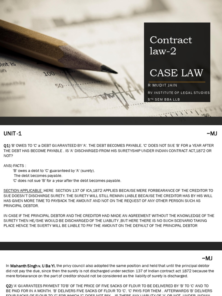 Contract Law-2 CASELAWS | PDF | Guarantee | Partnership