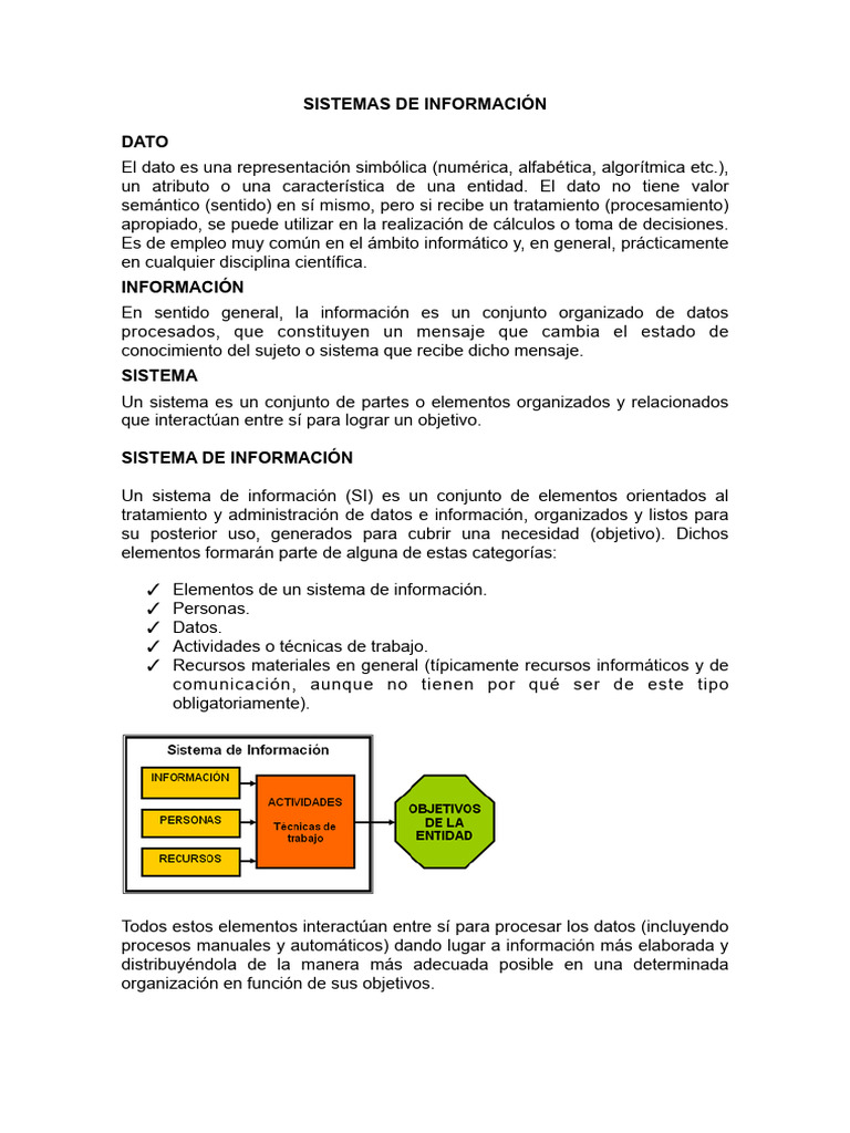 Sistemas de Información: Conceptos Clave | PDF | Sistema de informacion ...