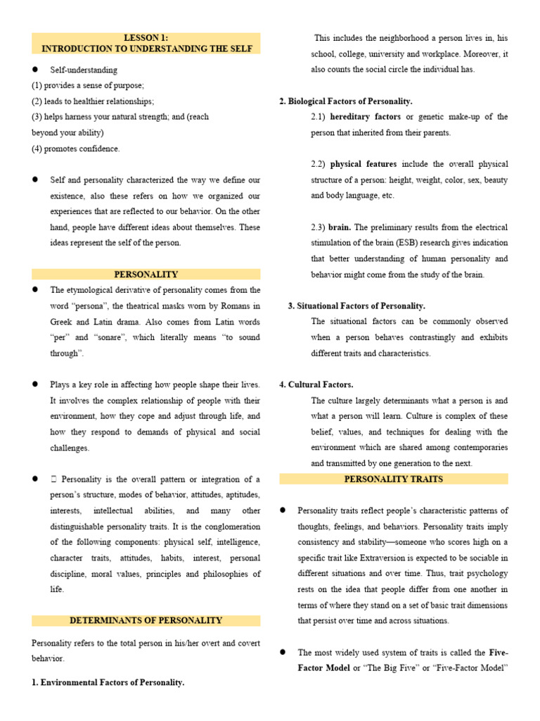 UTS REVIEWER | PDF | Soul | Philosophy Of Self