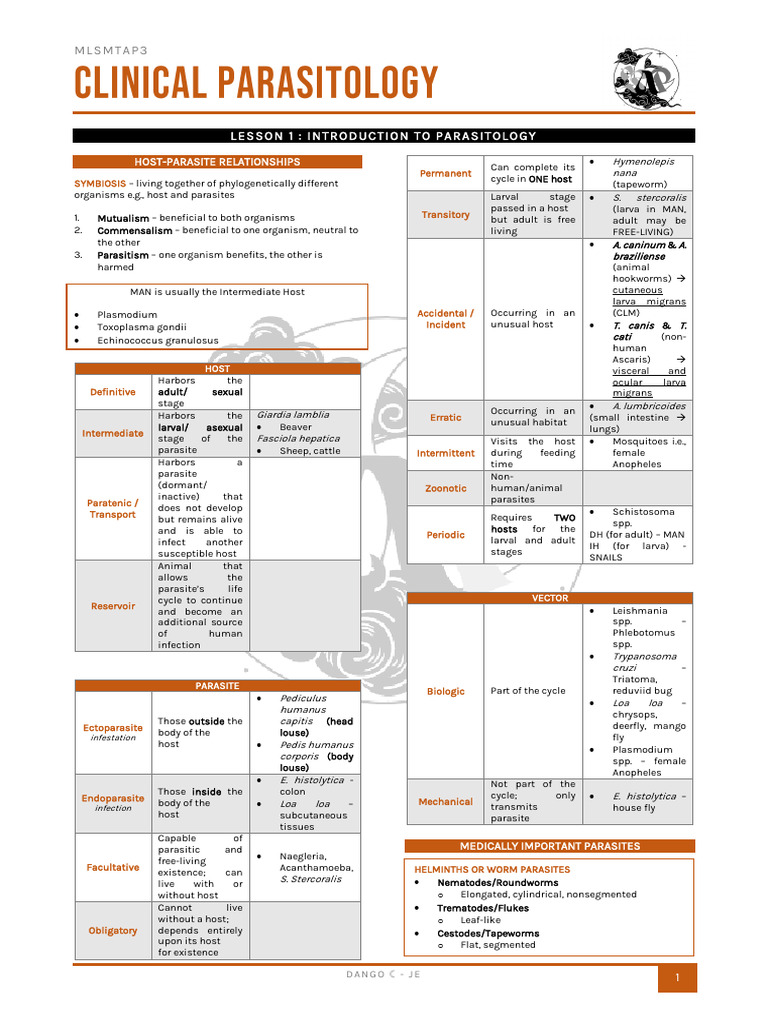 Introduction To Parasitology | PDF | Parasitism | Parasitology