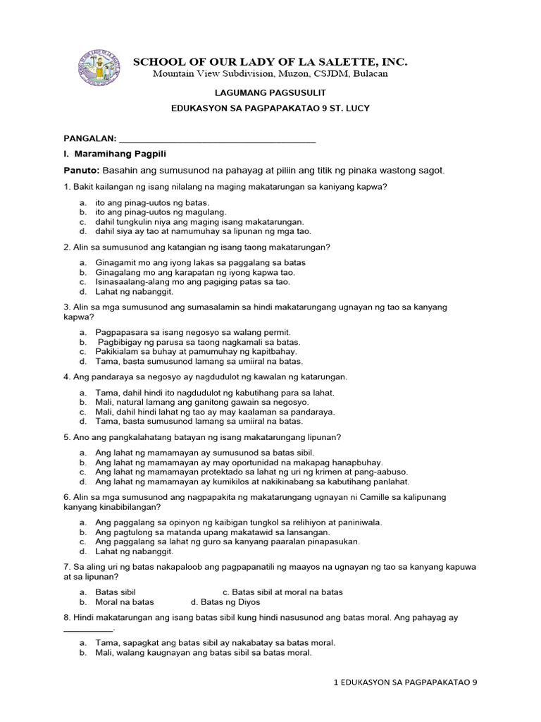 3rd Esp Summative Test Pdf