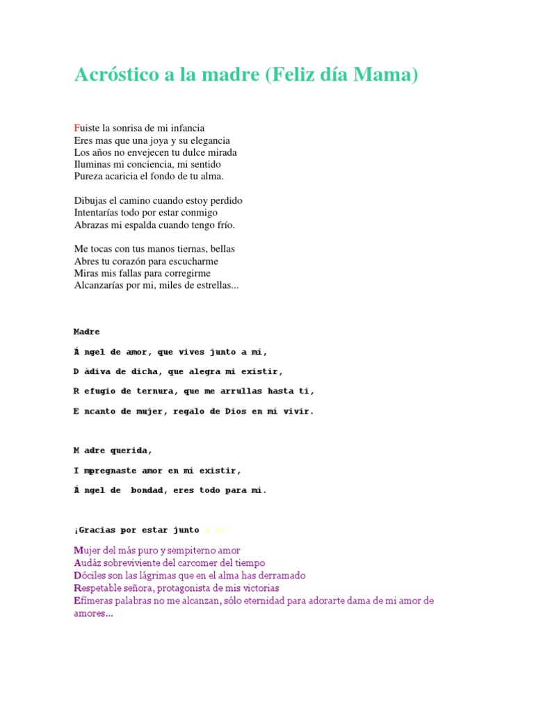 Acróstico A La Madre | PDF