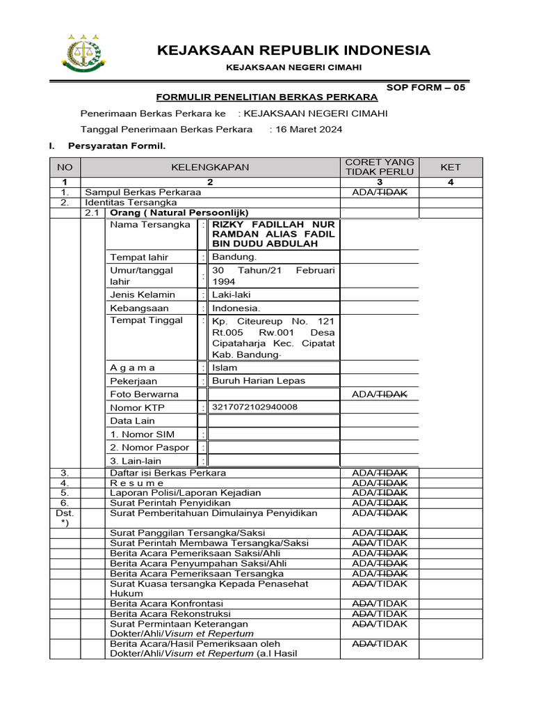 Checklist Rizky | PDF