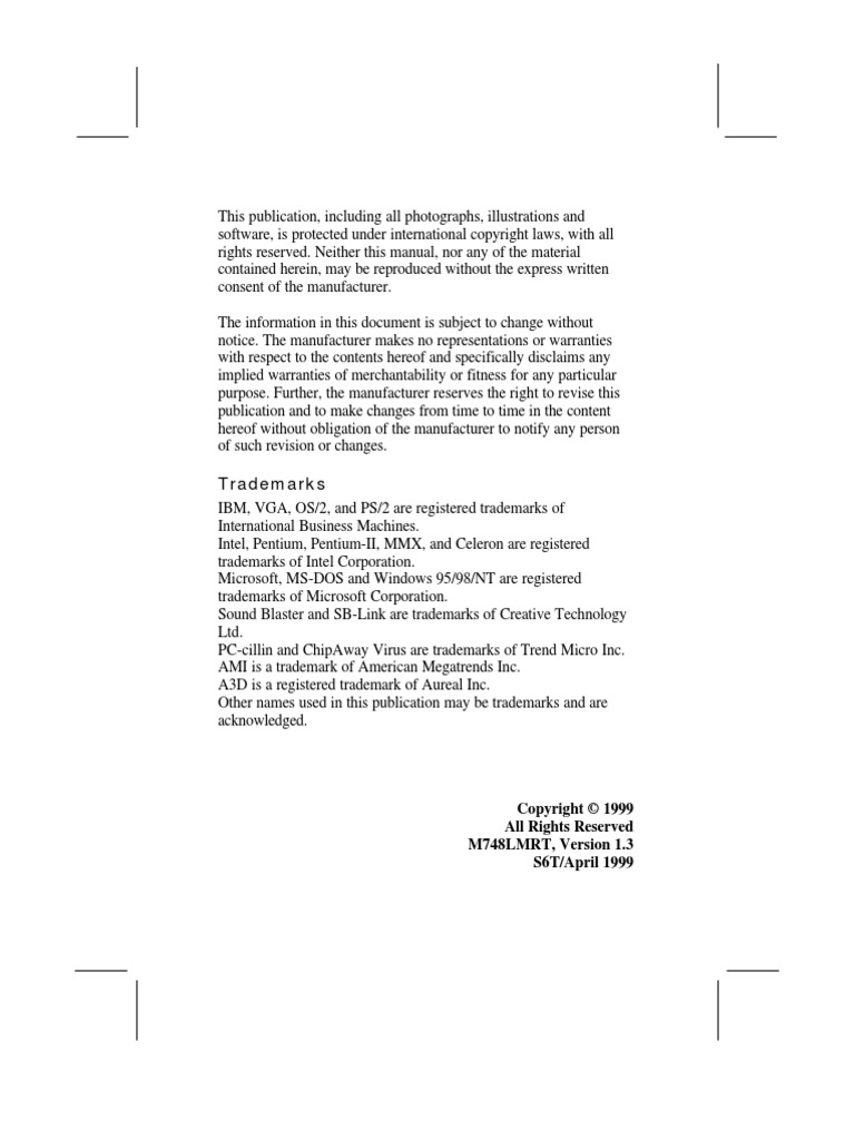 PCChips M748LMRT Motherboard Manual | PDF | Floppy Disk | Device Driver