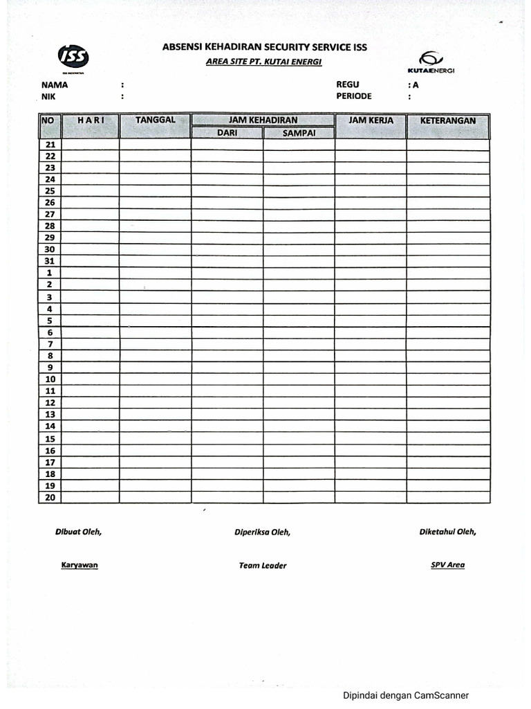 Form Absensi Kehadiran | PDF