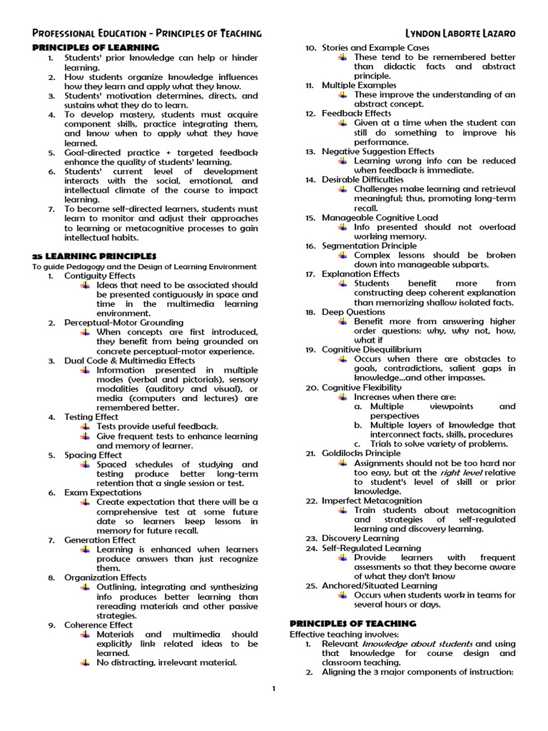 Principles of Teaching and Learning | PDF | Learning | Classroom Management