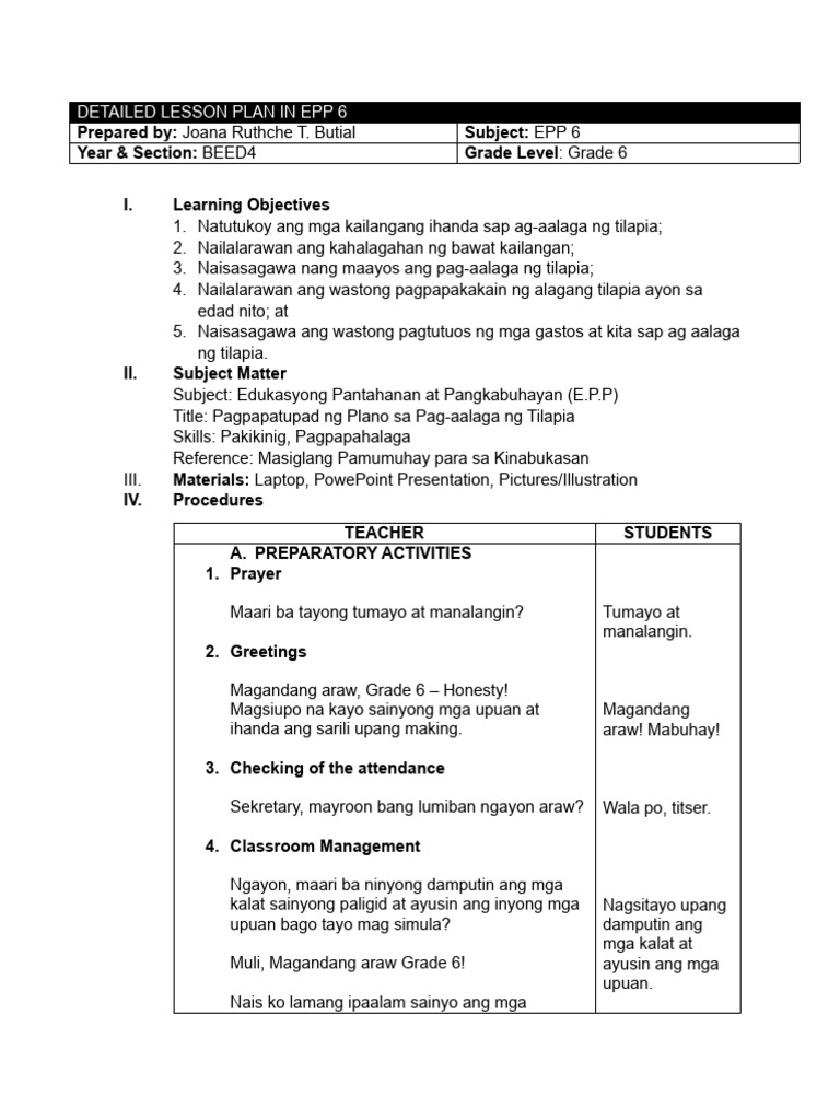 Epp Aralin 3 Lesson Plan | PDF