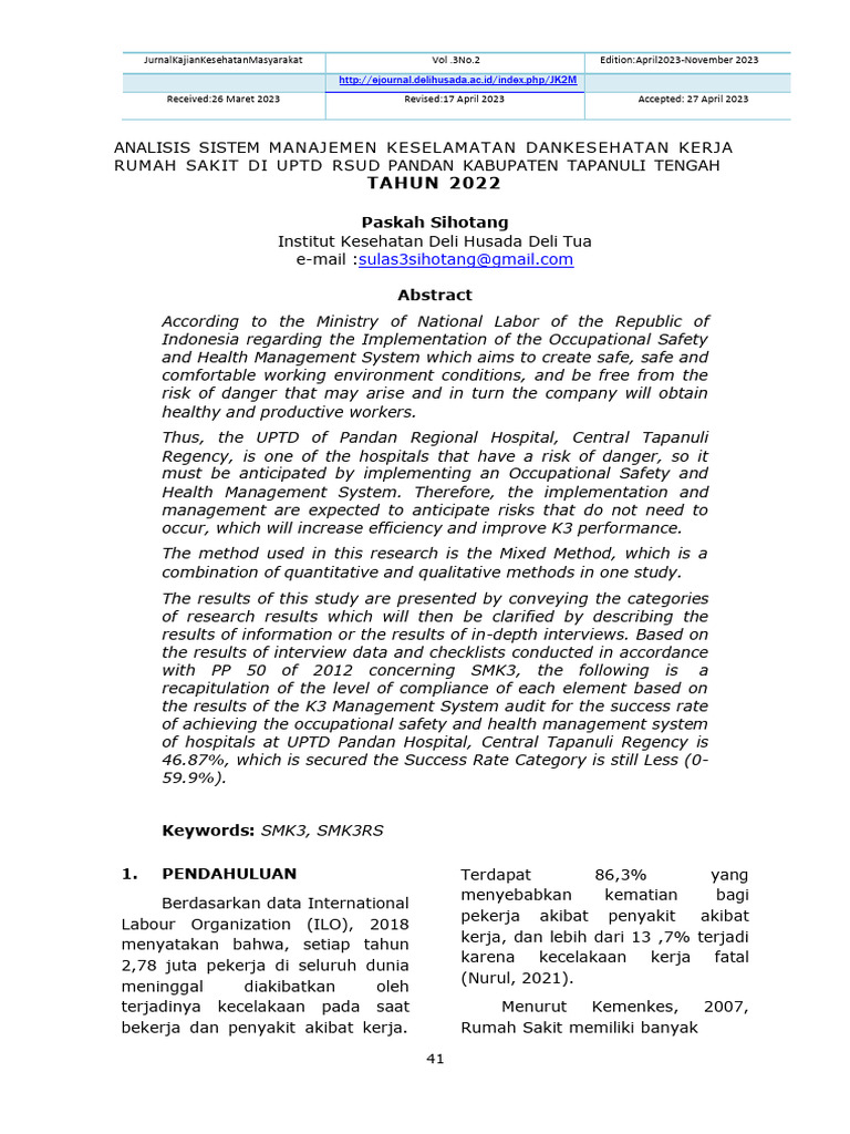 1165-Article Text-5892-1-10-20230425 | PDF | Occupational Safety And Health | Risk