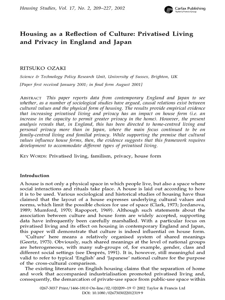 Cultural Impact on Housing Styles | PDF | Room | Privacy