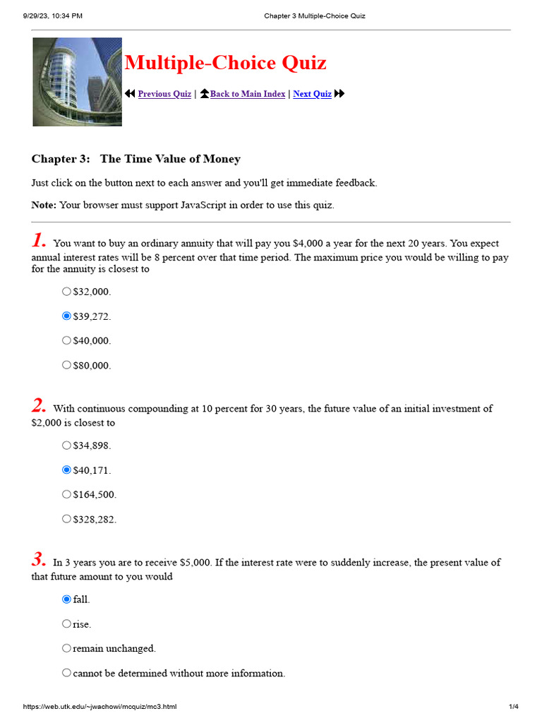 Quiz 3 | Download Free PDF | Interest | Present Value