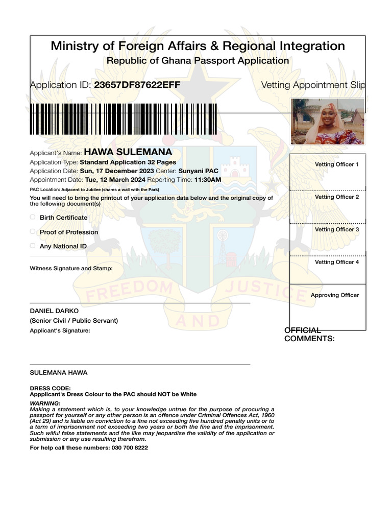 Appointment Slip - Online Passport Application 3 | PDF | Nationality ...