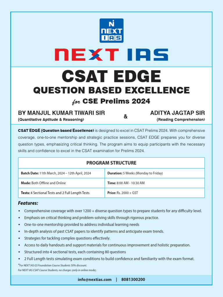 CSAT Edge Question Based Excellence 2024 | PDF | Critical Thinking ...