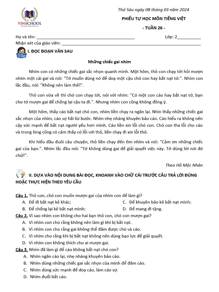 K2 - BTCT - TV - Tuan 26 | PDF