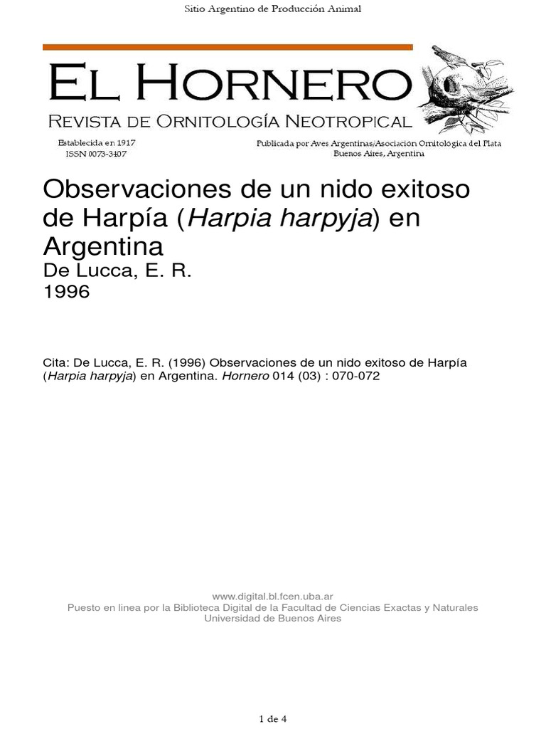01 Harpia Hornero | PDF | Zoología | Ornitología