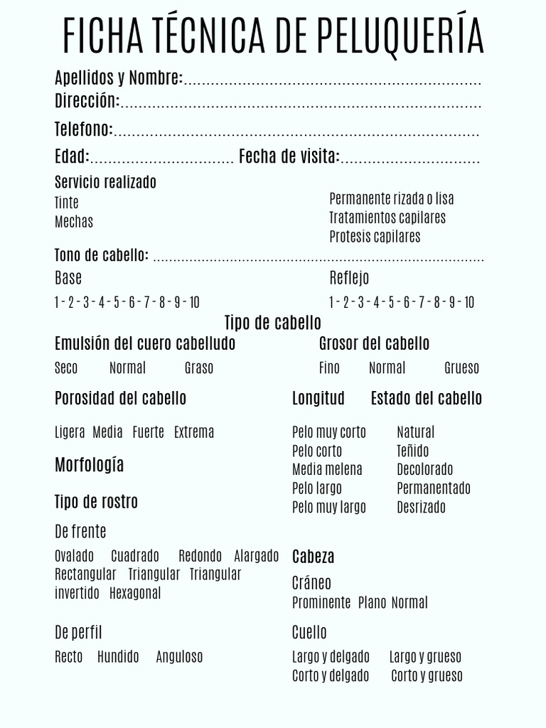 Ficha Técnica Peluquería | PDF