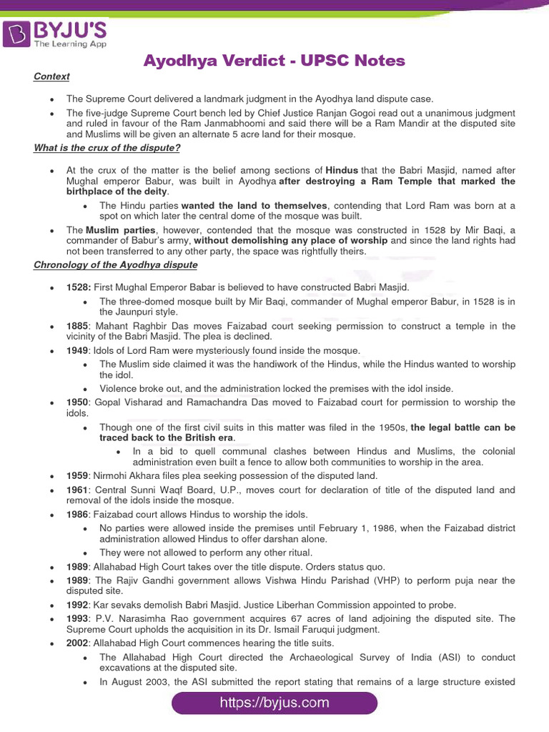 Ayodhya-Verdict-Notes | PDF