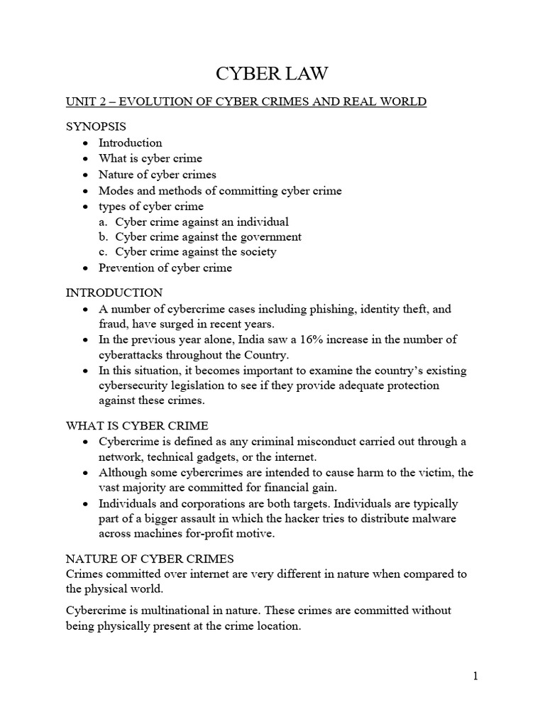 Cyber Law Unit 2 | PDF | Cybercrime | Security
