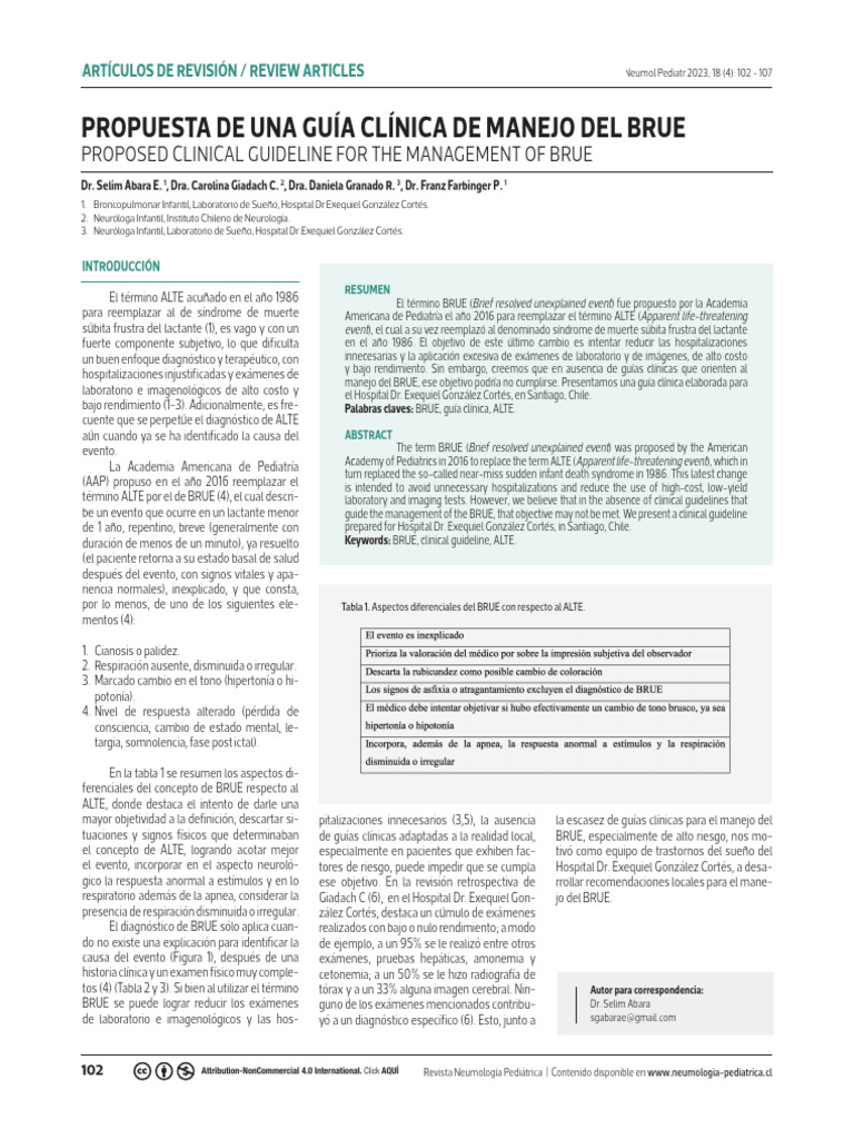 Guía Clínica para Manejo de BRUE | PDF | Reanimación cardiopulmonar ...