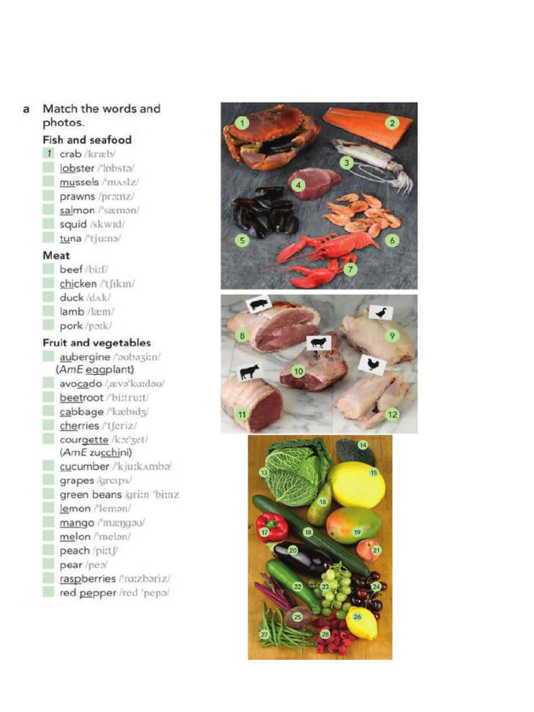 Food Vocabulary Ef-Int | PDF