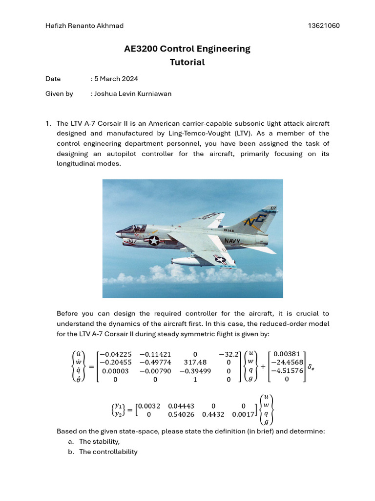 Aircraft Control System Analysis | PDF | Laplace Transform | Mathematics