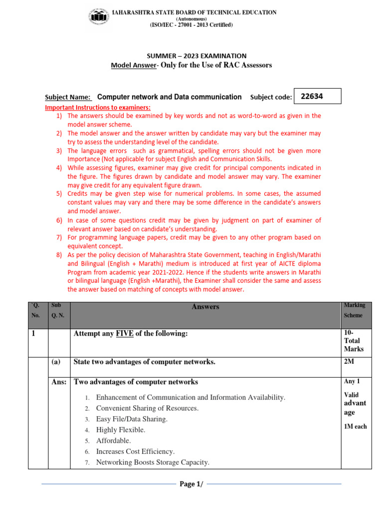 S23 CND 22634 | PDF | Computer Network | Osi Model